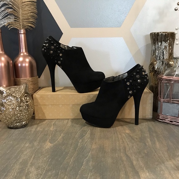Aldo | Shoes | Aldo Black Suede Jeweled Spiked Ankle Booties | Poshmark
